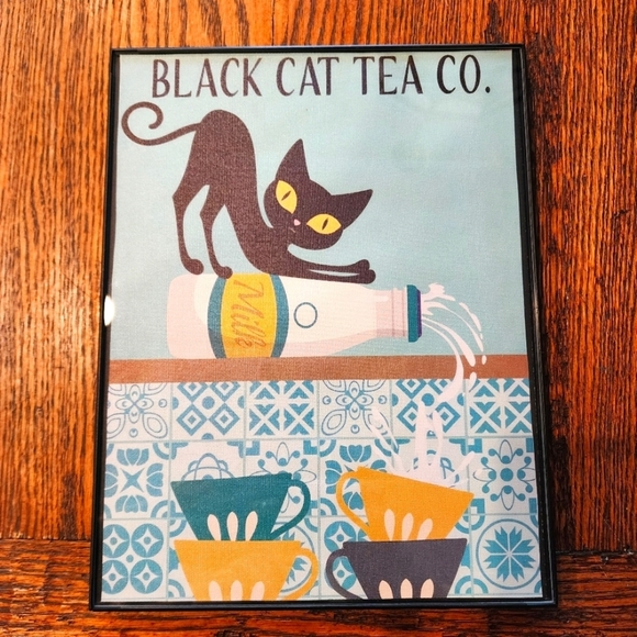 Wall Decor | Retro Mcm Black Cat Tea Picture | Poshmark